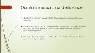 Overview of Qualitative Research descrip | PPTX