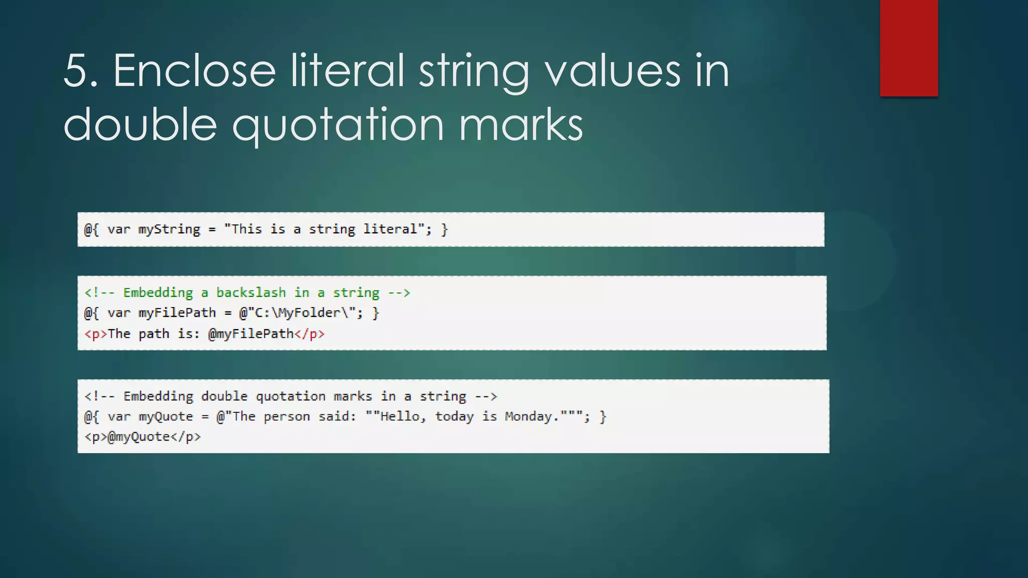 Overview of razor syntax | PPTX | Web Development | Internet