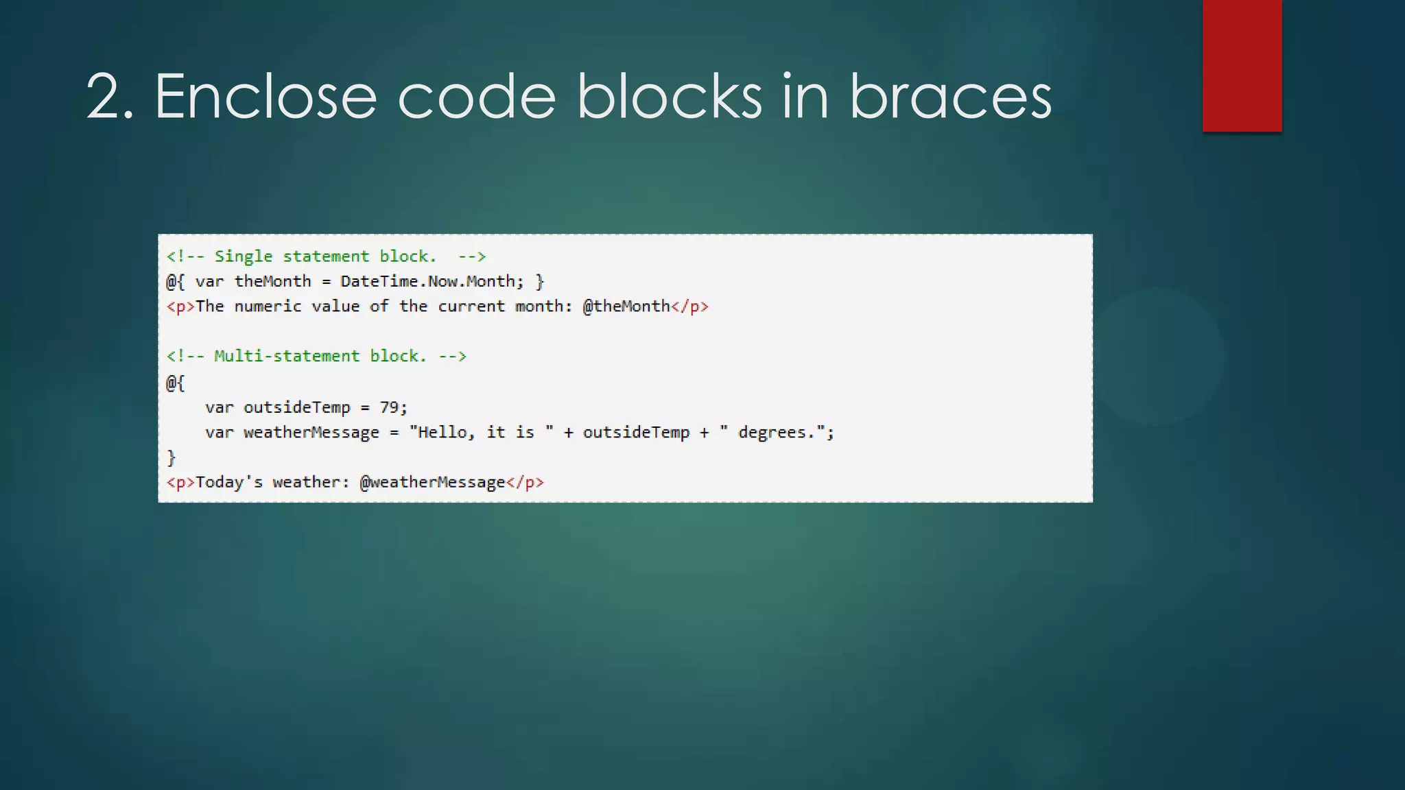 Overview of razor syntax | PPTX | Web Development | Internet