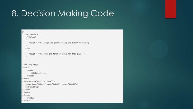 Overview of razor syntax | PPTX | Web Development | Internet