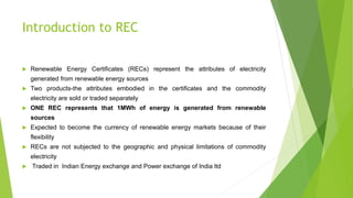 Overview of REC Mechanism in India | PPTX
