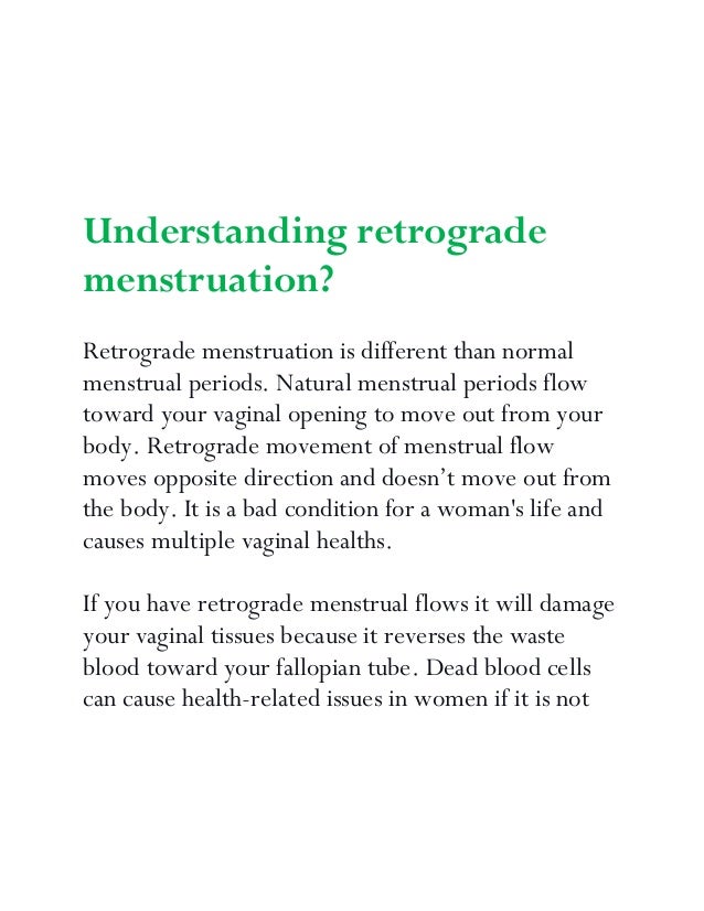 What is retrograde menstrual flow for women? | PDF