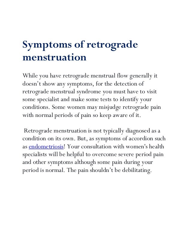 What is retrograde menstrual flow for women? | PDF