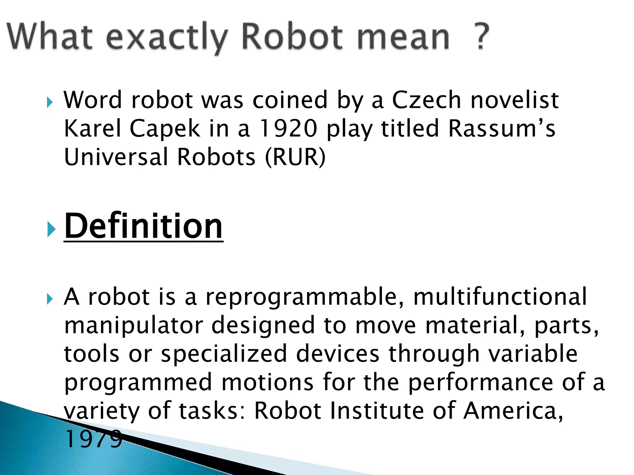 Overview of Robotics | PPTX