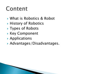 Overview of Robotics | PPTX
