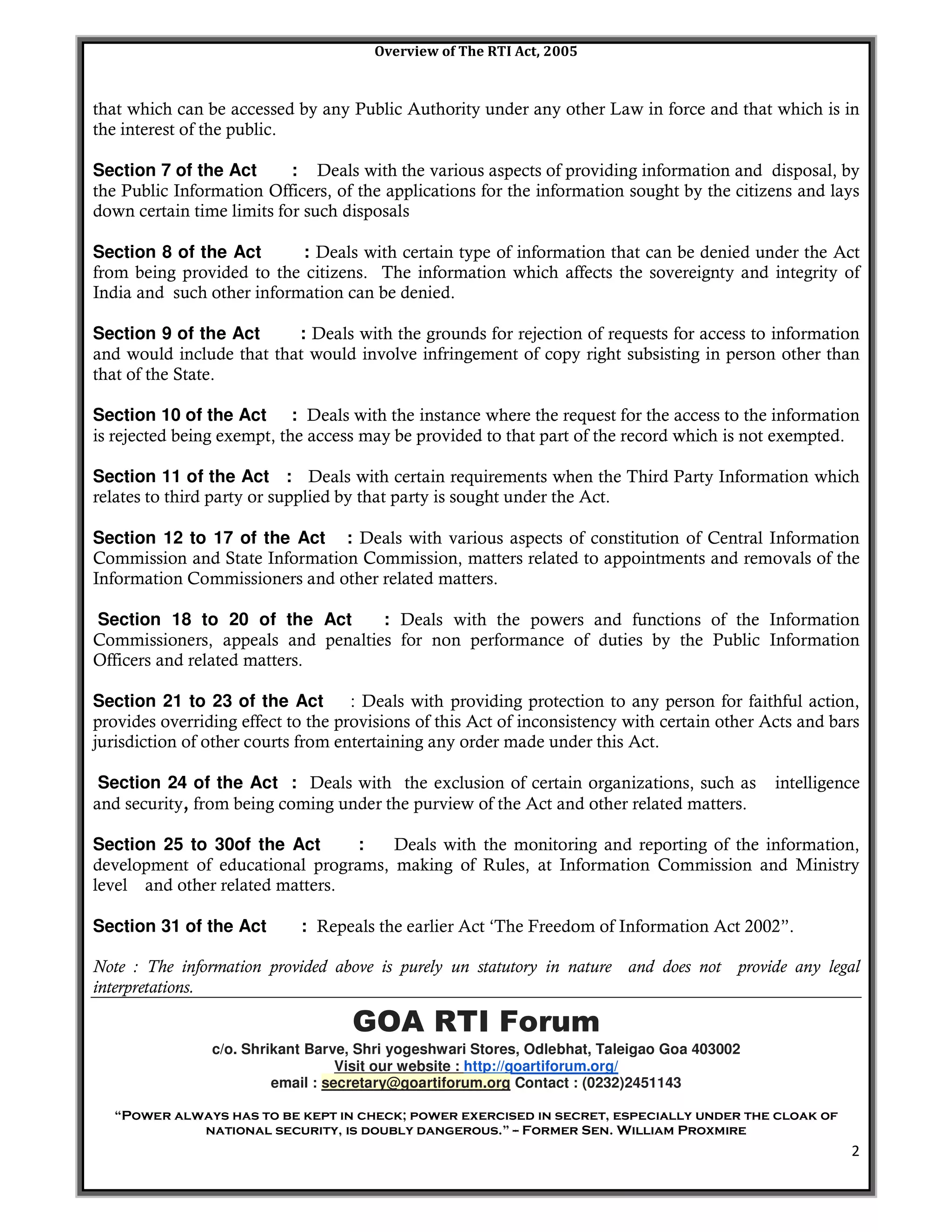 Overview of Right to Information Act 2005 | PDF