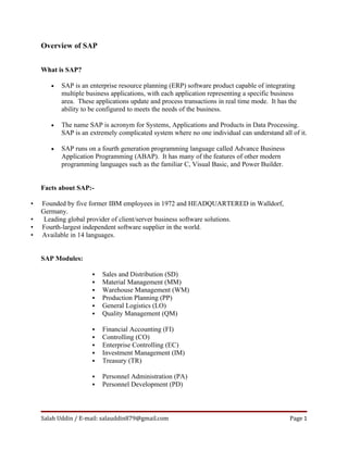 Overview of sap | DOC