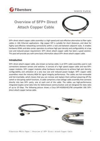 Overview of SFP+ Direct Attach Copper Cable | PDF