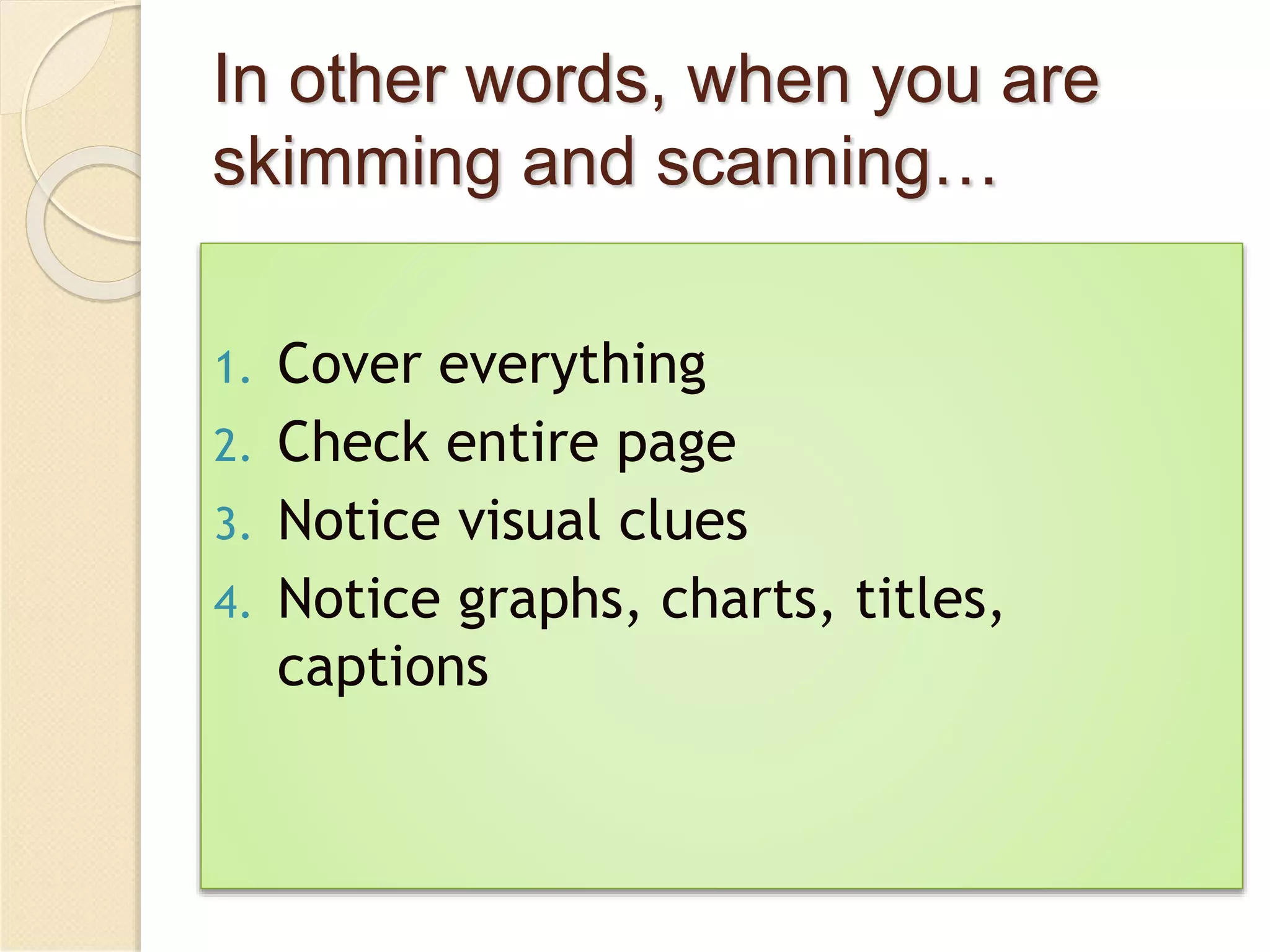 Overview of skimming and scanning.ppt | Internet for Beginners | Internet