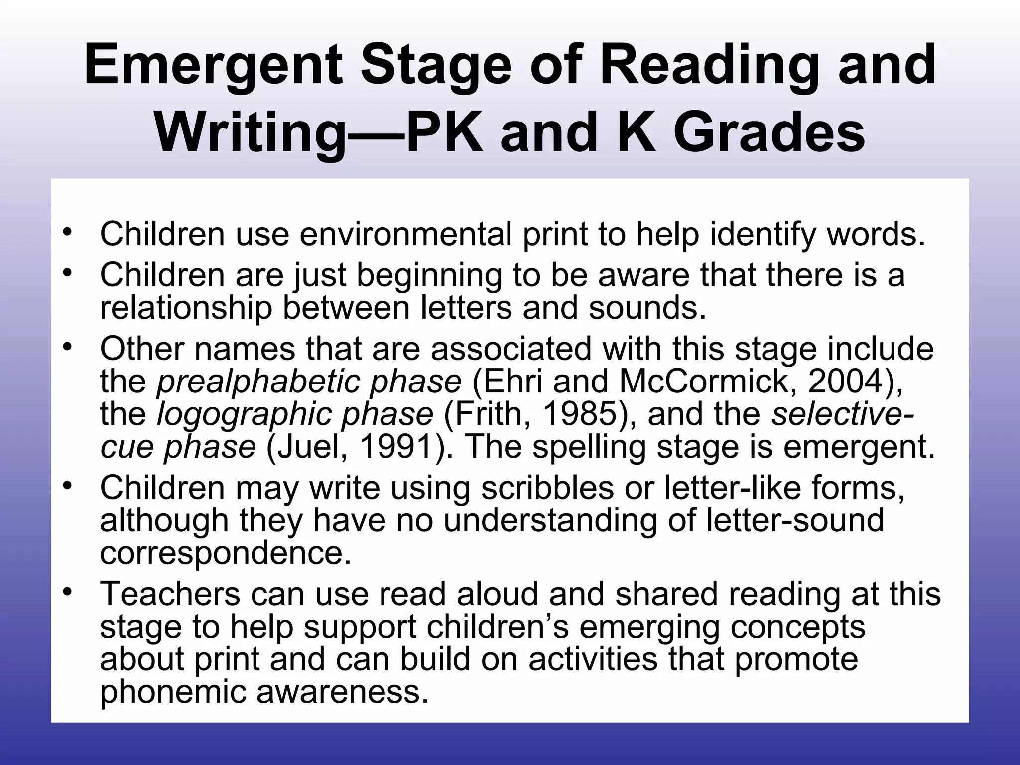 Overview of stages of reading and writing | PPT