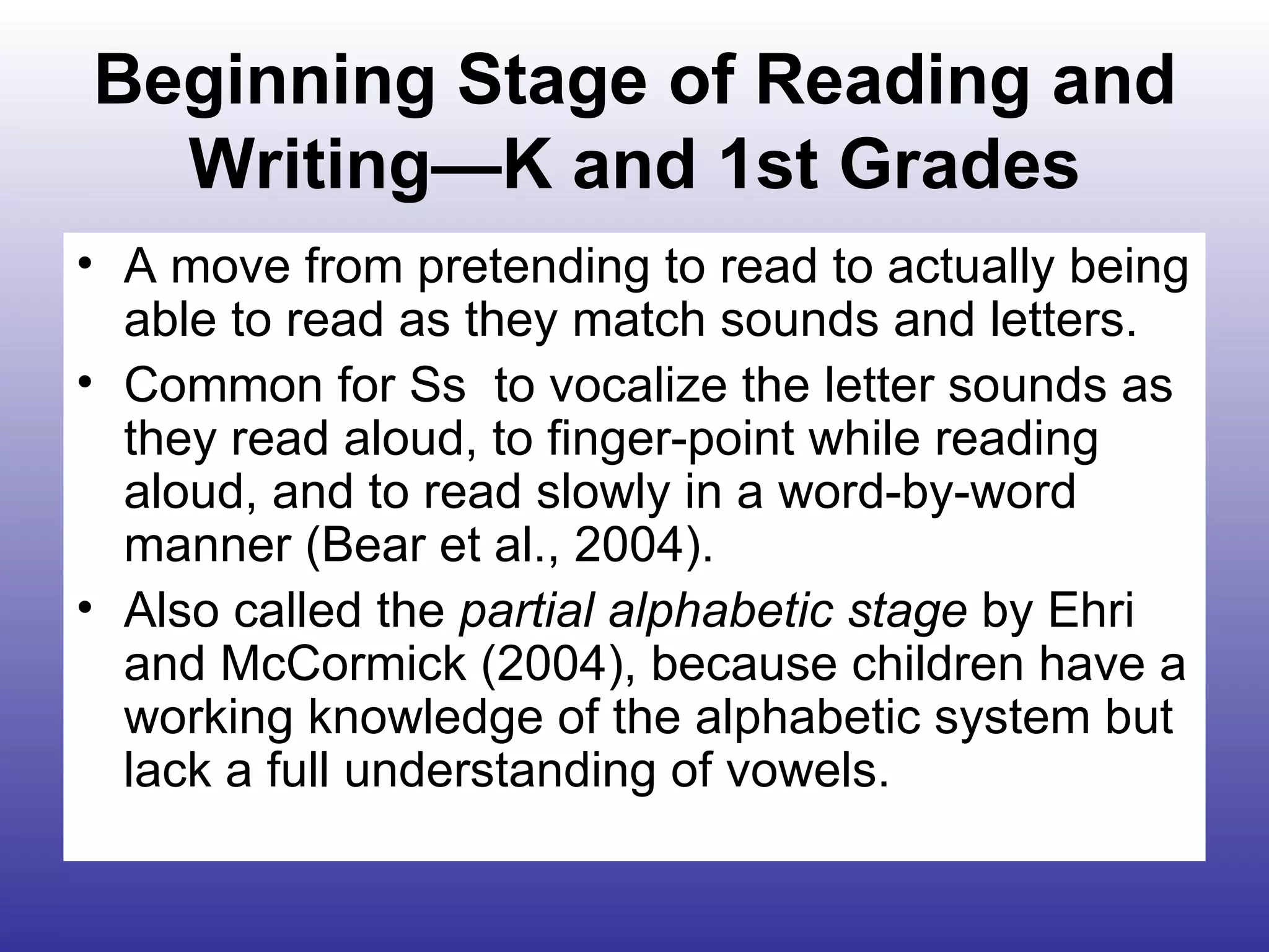 Overview of stages of reading and writing | PPT