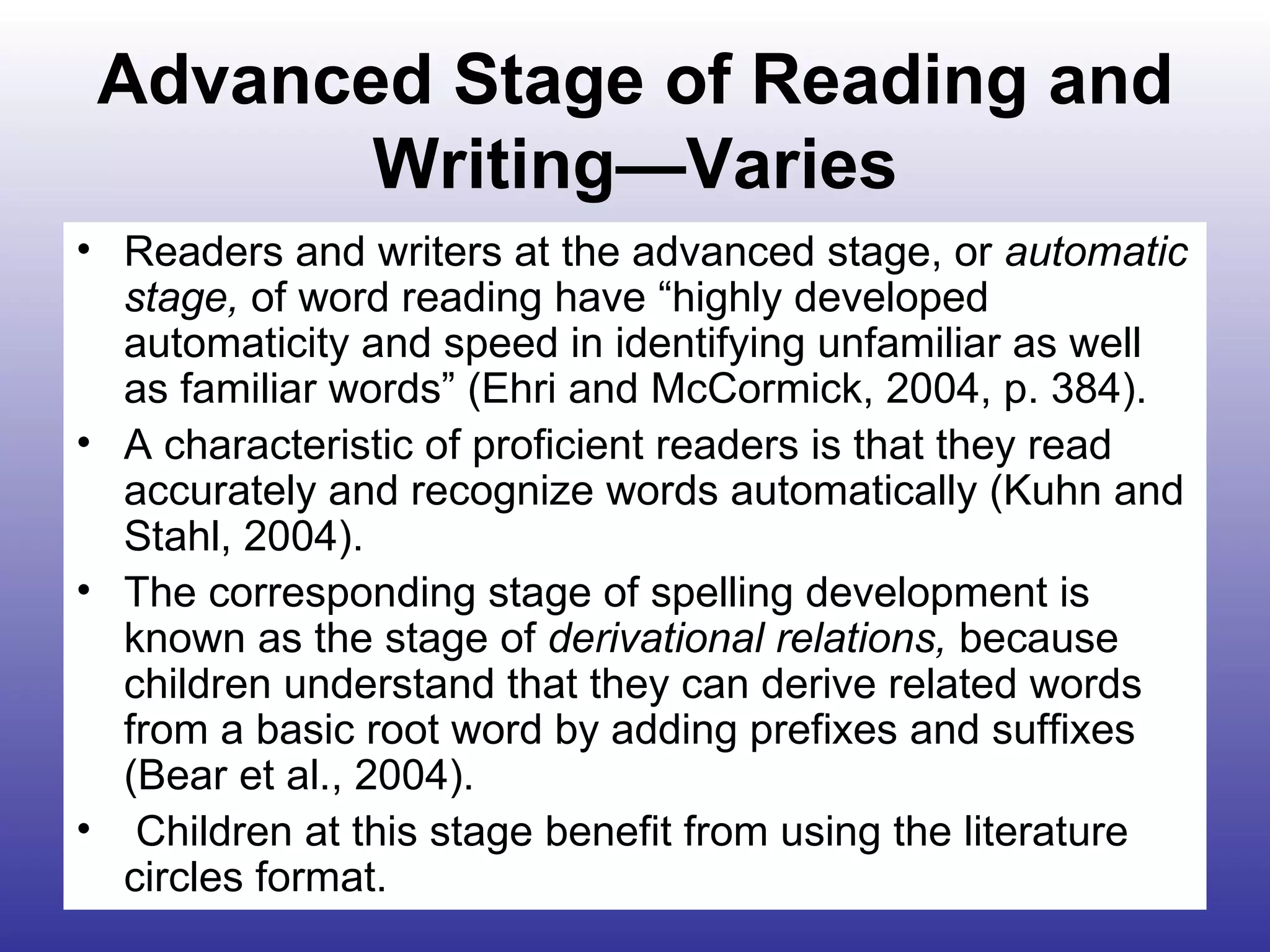 Overview of stages of reading and writing | PPT