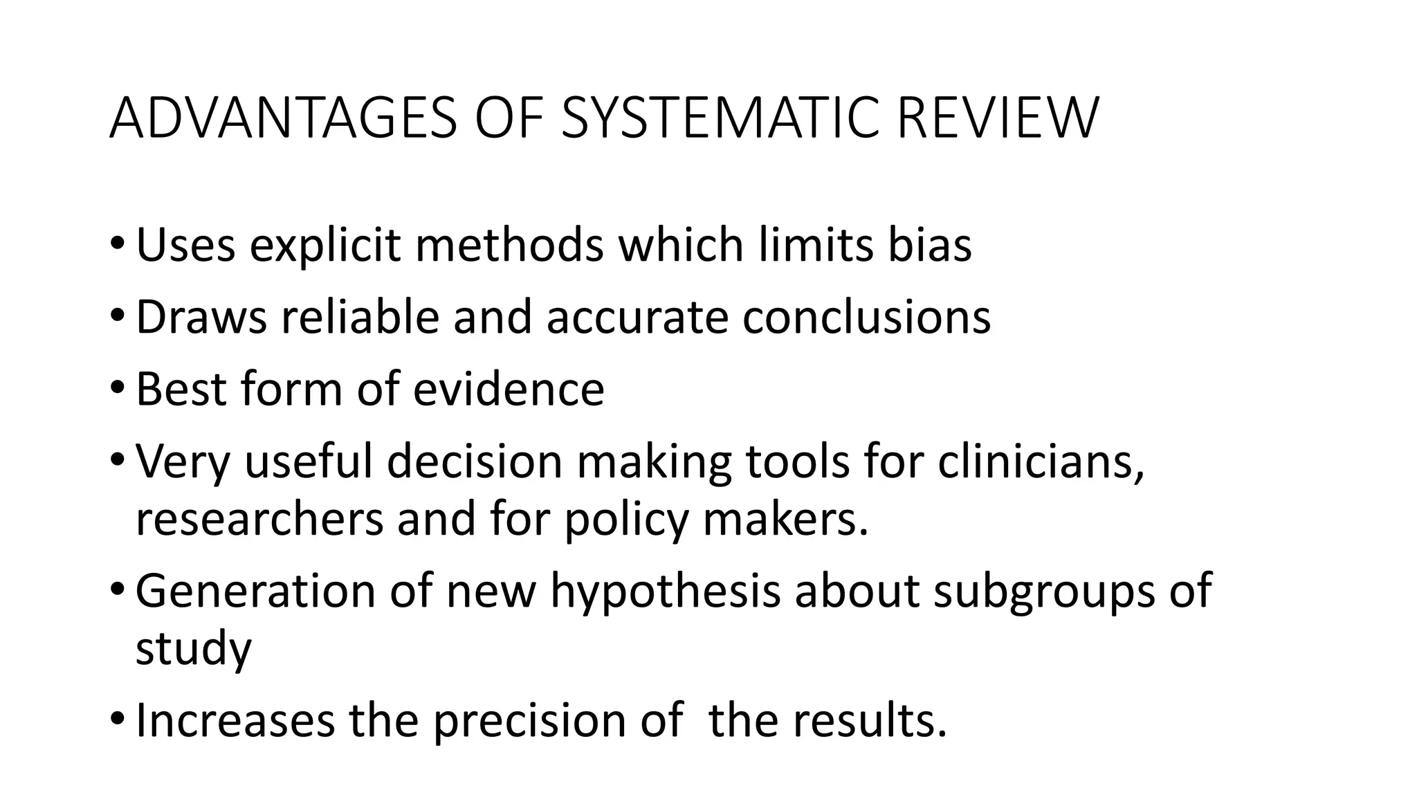 Overview of systematic review and meta analysis | PPTX