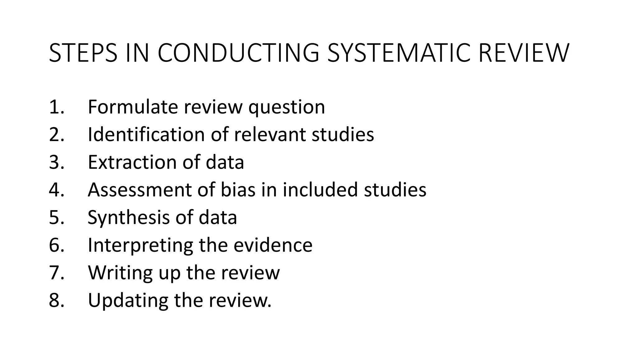Overview of systematic review and meta analysis | PPTX