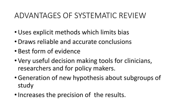 Overview of systematic review and meta analysis | PPTX