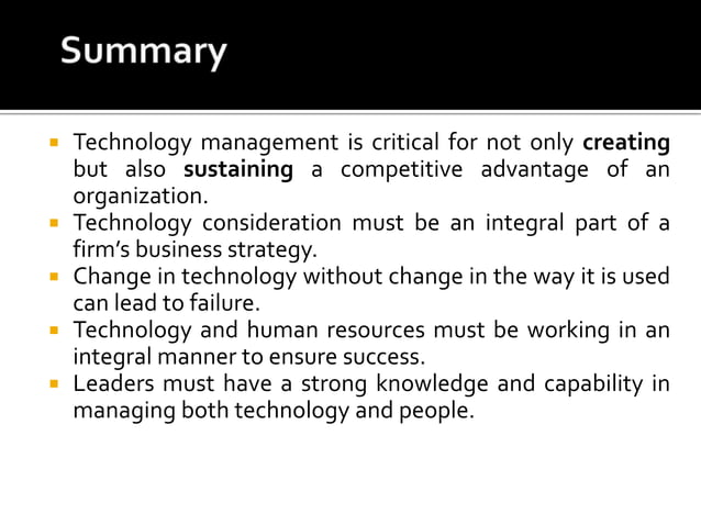 Overview of Technology Management | PPT | Business Administration ...