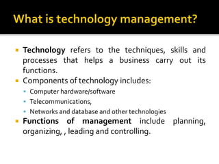 Overview of Technology Management | PPT
