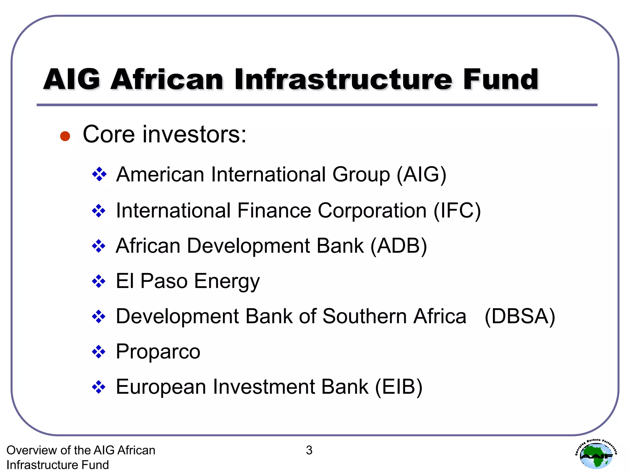 Overview Of The Aig African Infrastructure Fund | PPTX