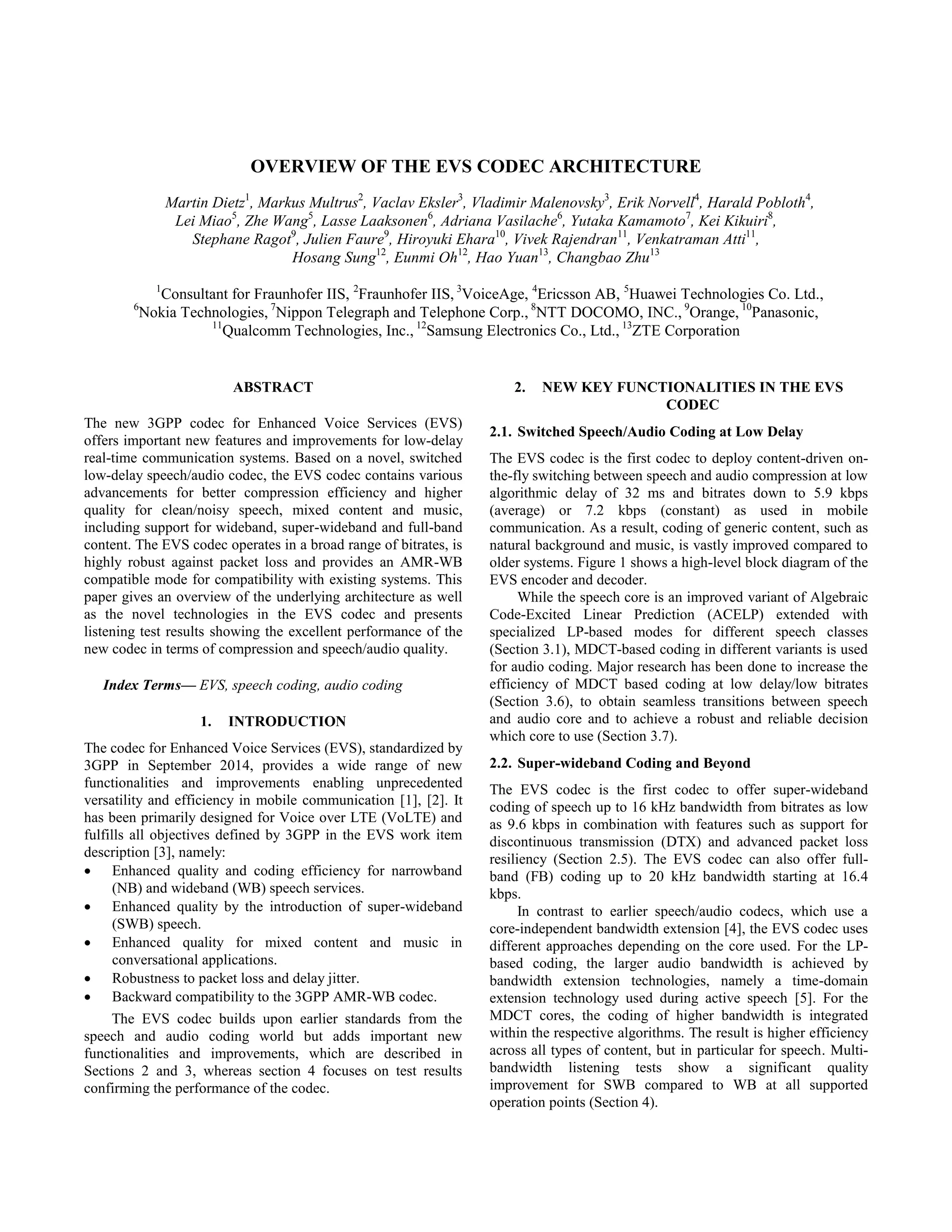 Overview of the EVS codec architecture | PDF | Digital Audio | Computer Software and Applications