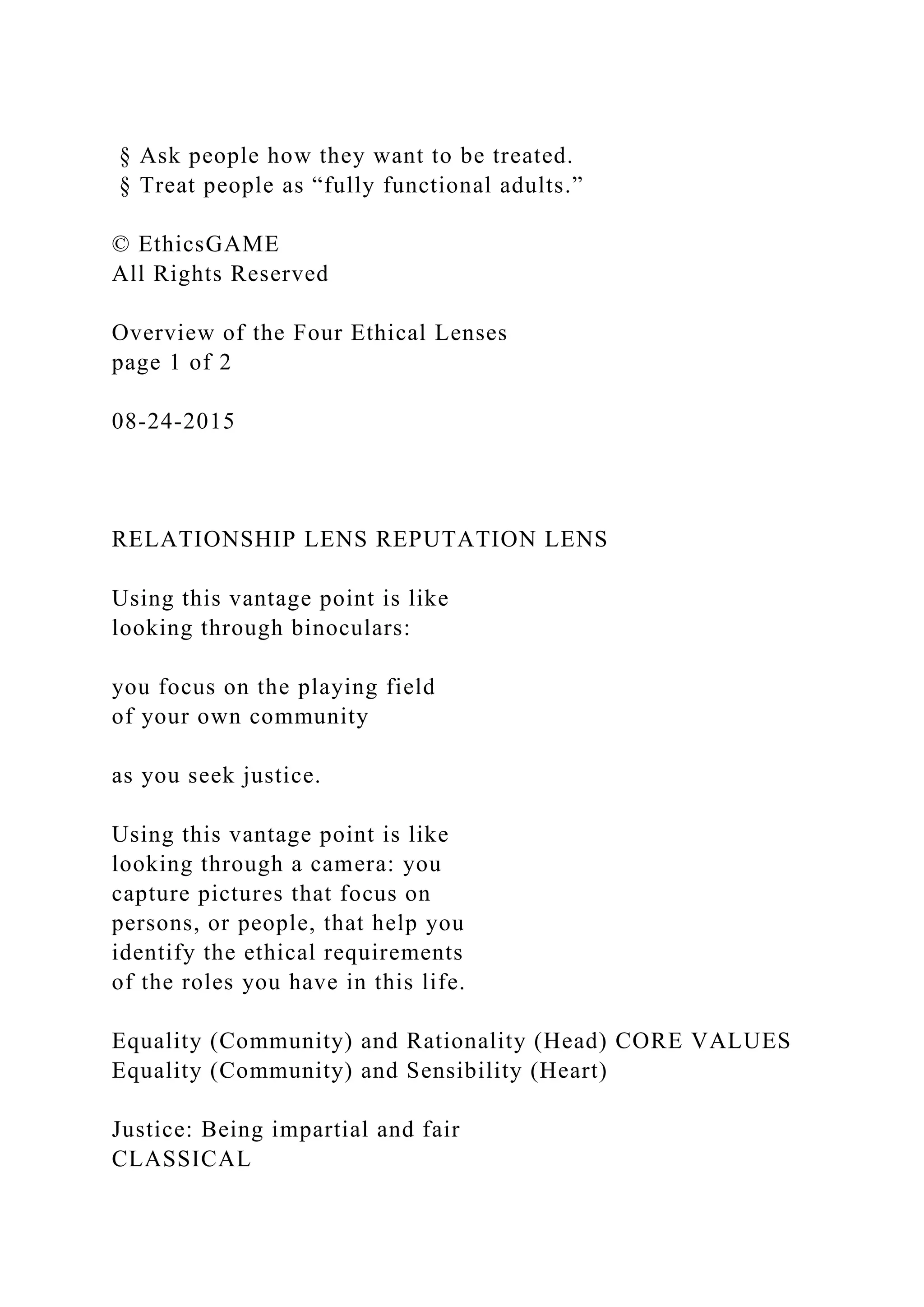 Overview of the Four Ethical Lenses™As you work through th.docx