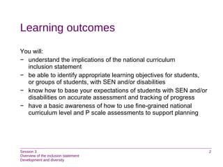 Overview Of The Inclusion Statement - Session Three | PPT