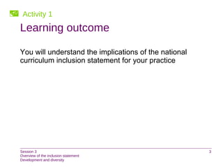 Overview Of The Inclusion Statement - Session Three | PPT