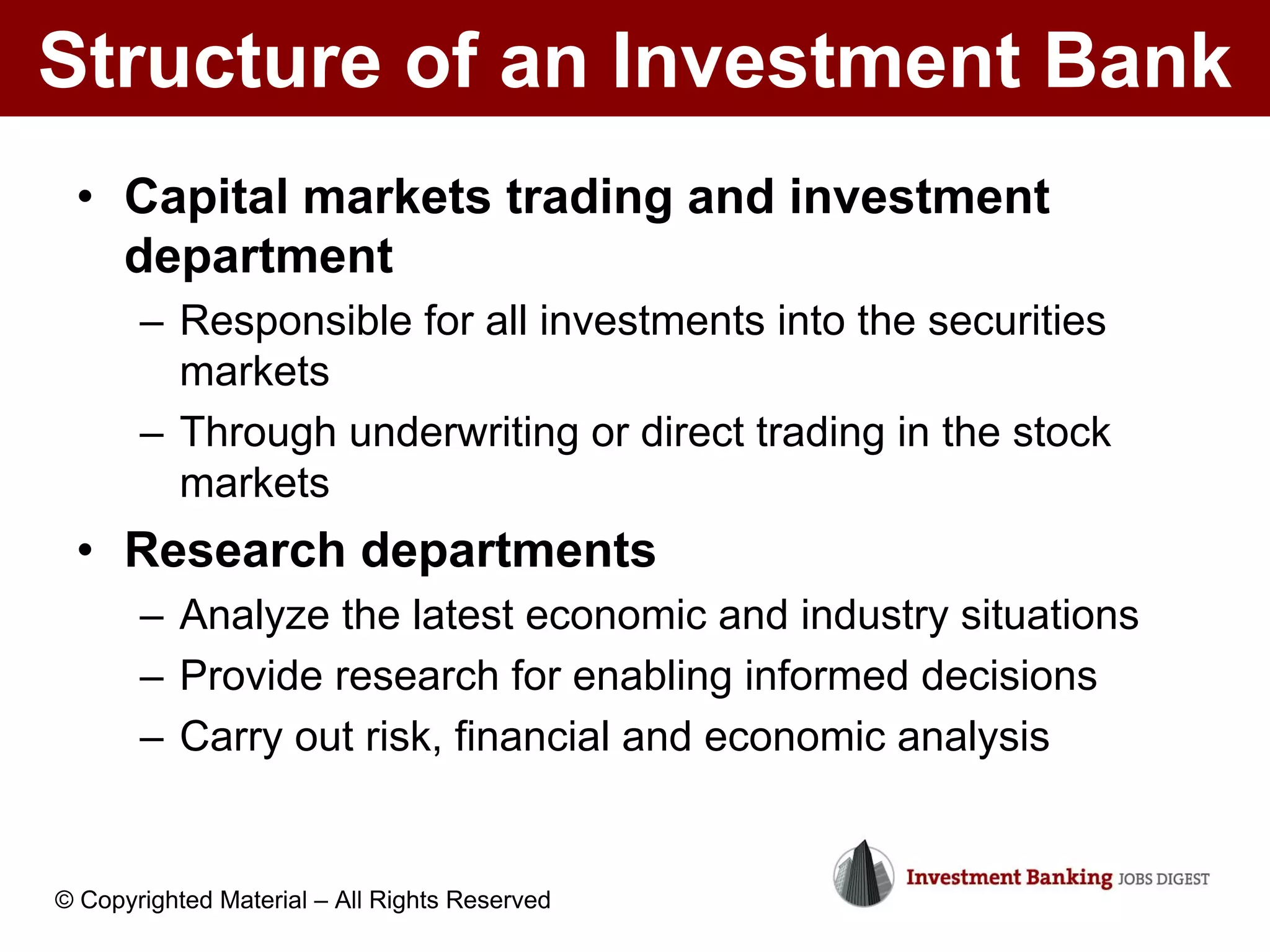 Overview of the Investment Banking Industry | PDF
