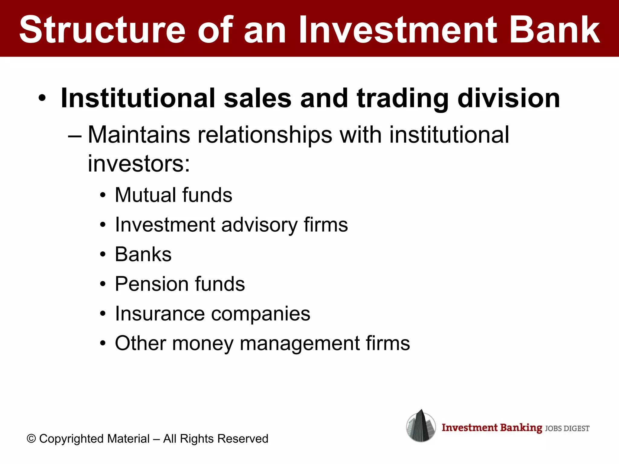 Overview of the Investment Banking Industry | PDF