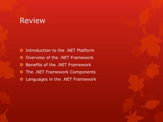 Module 1 : Overview of the Microsoft .NET Platform | PPTX