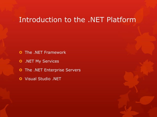 Module 1 : Overview of the Microsoft .NET Platform | PPTX