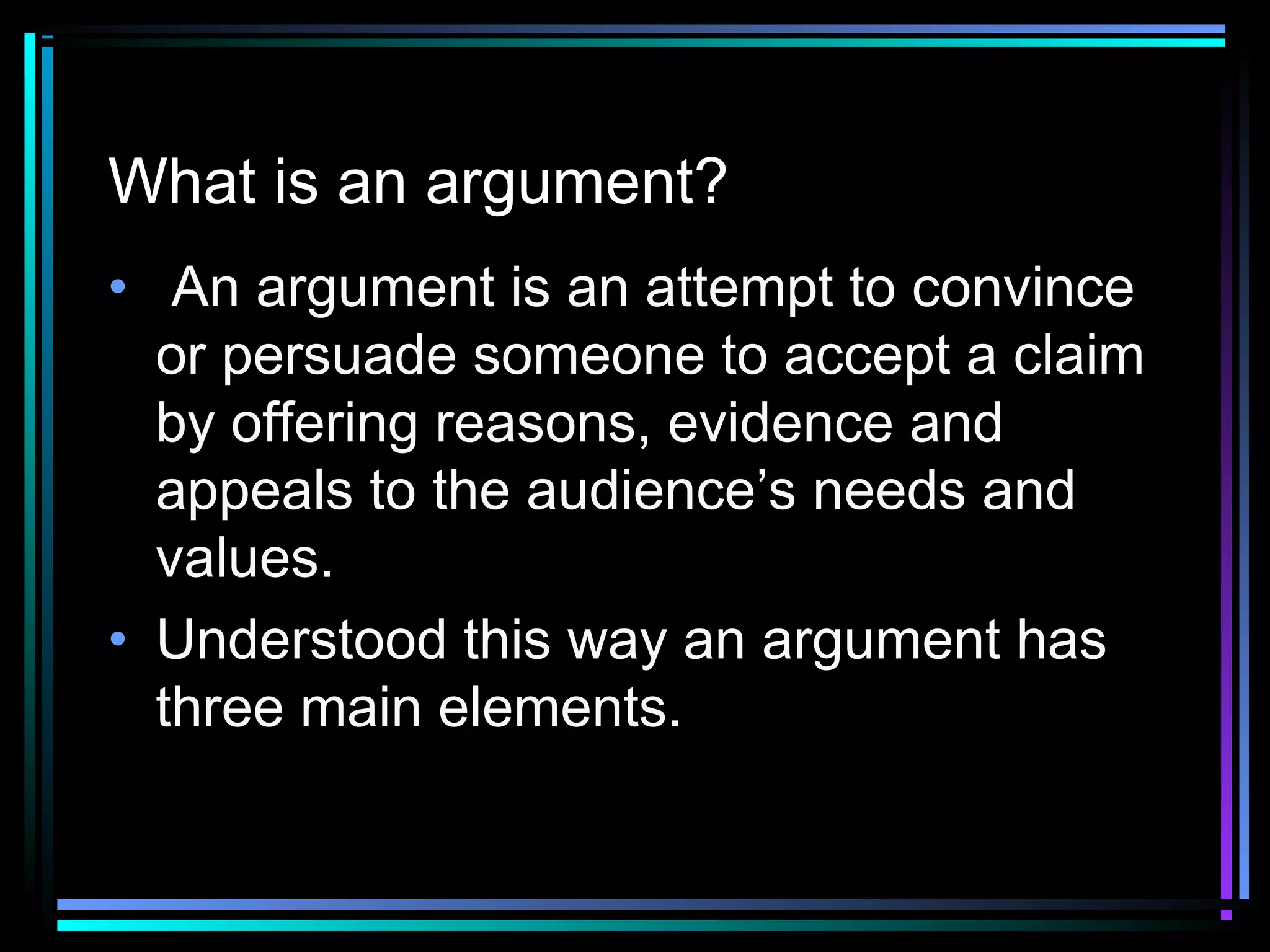 Overview of the parts of an argument | PPT