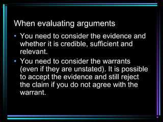 Overview of the parts of an argument | PPT