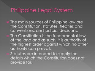 Overview of the Philippine Legal System | PPTX
