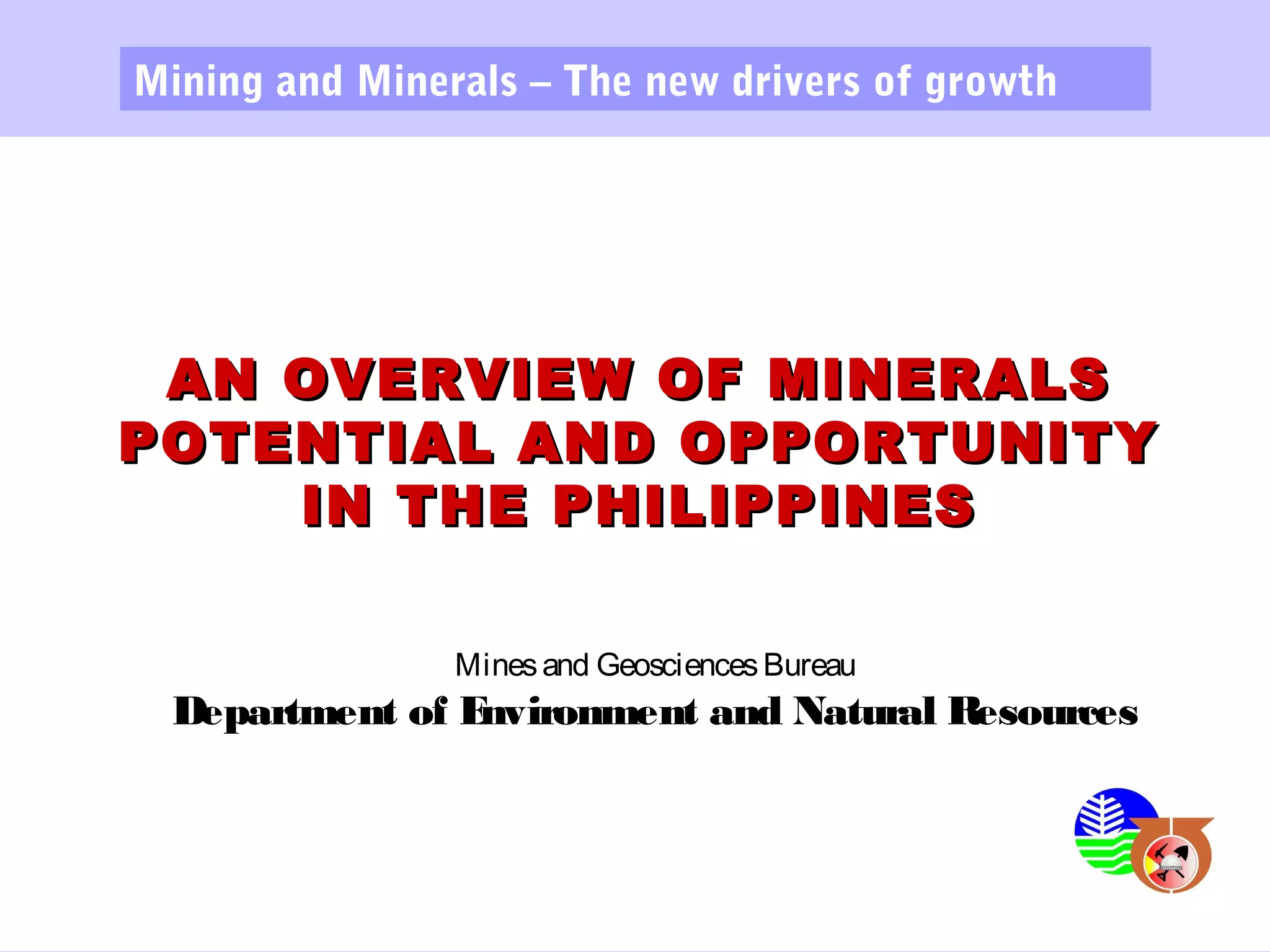 Overview of the phil minerals potential | PPT