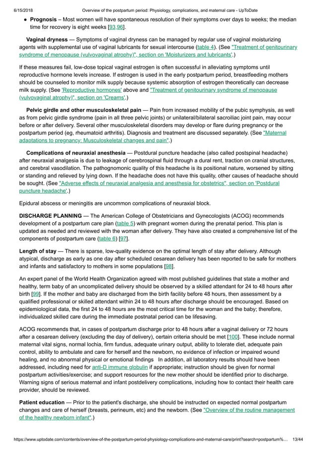Overview of the postpartum period phys...ications, and maternal care up ...