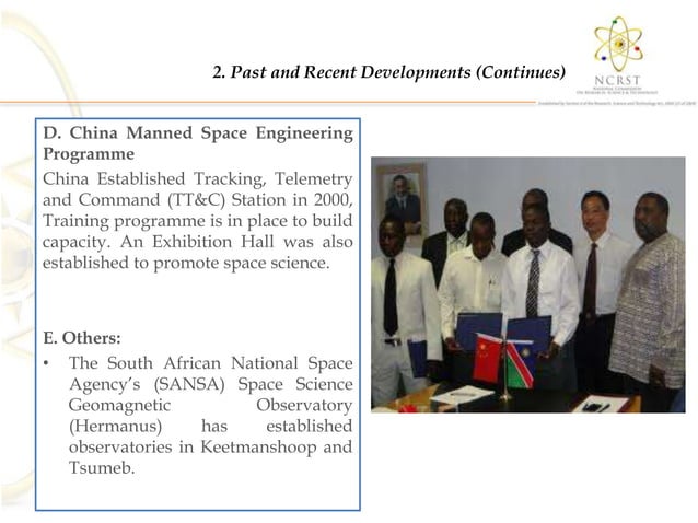 Overview of the space programme in namibia by Dr Eino Mvula | PPT