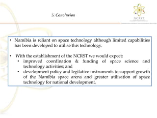Overview of the space programme in namibia by Dr Eino Mvula | PPT