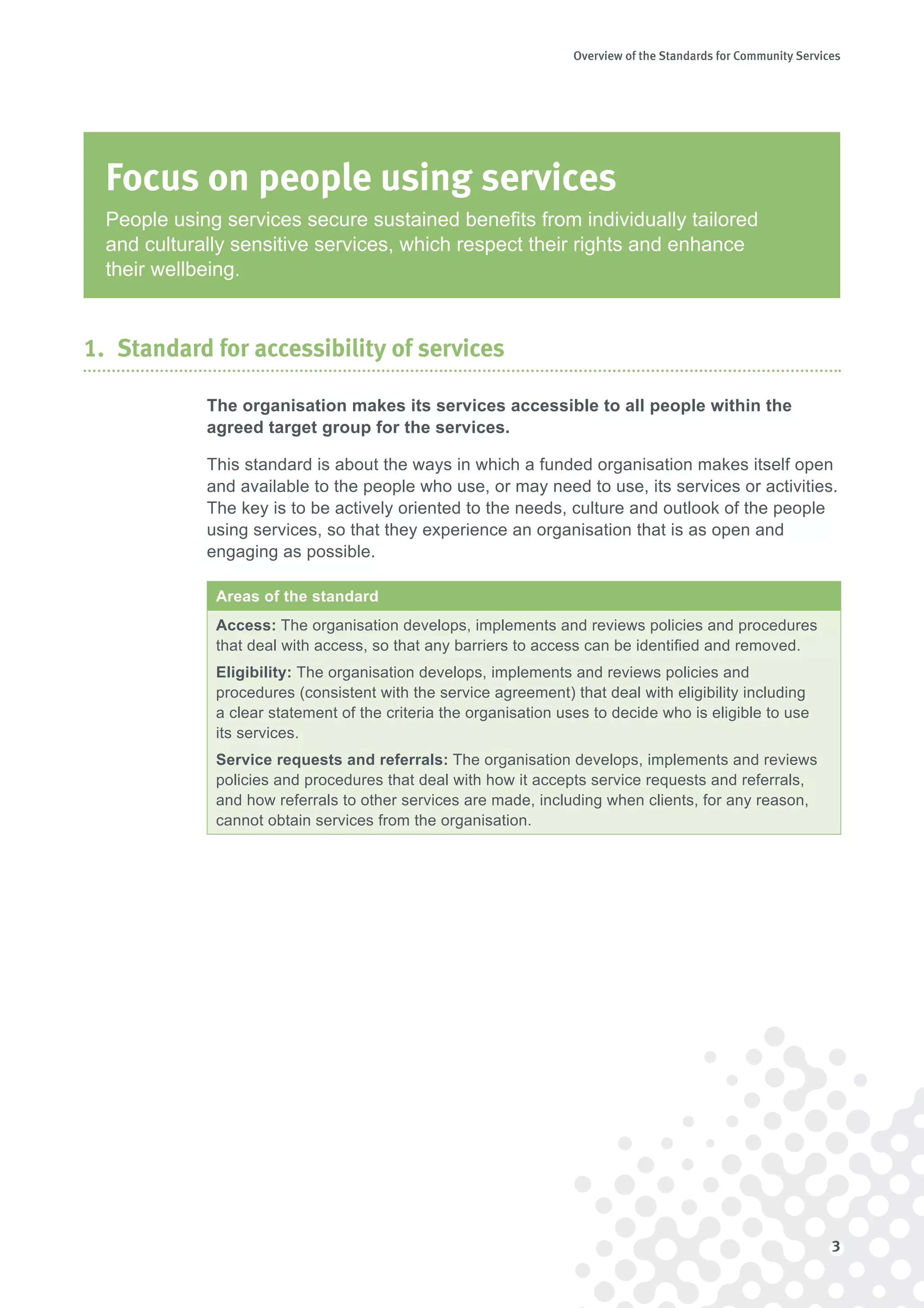 Overview of the standards for community services | PDF