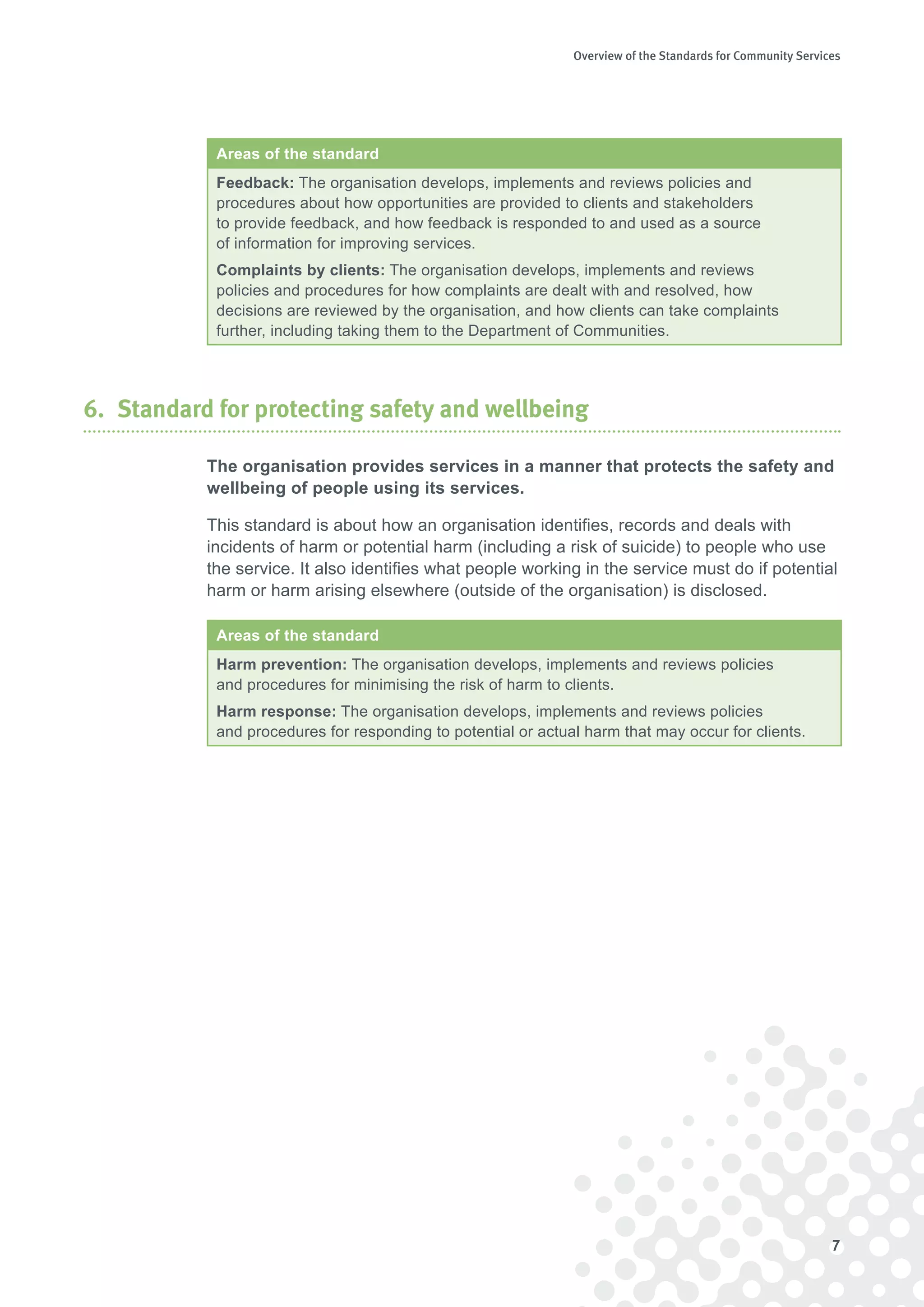Overview of the standards for community services | PDF