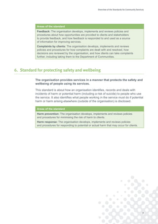 Overview of the standards for community services | PDF