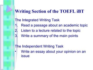 Overview of the toefl ibt | PPT