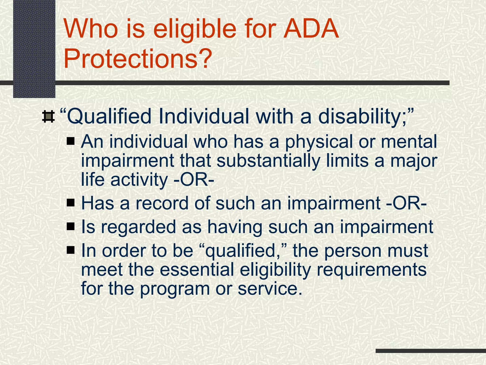 Overview Of Titles II and III of the ADA | PPT