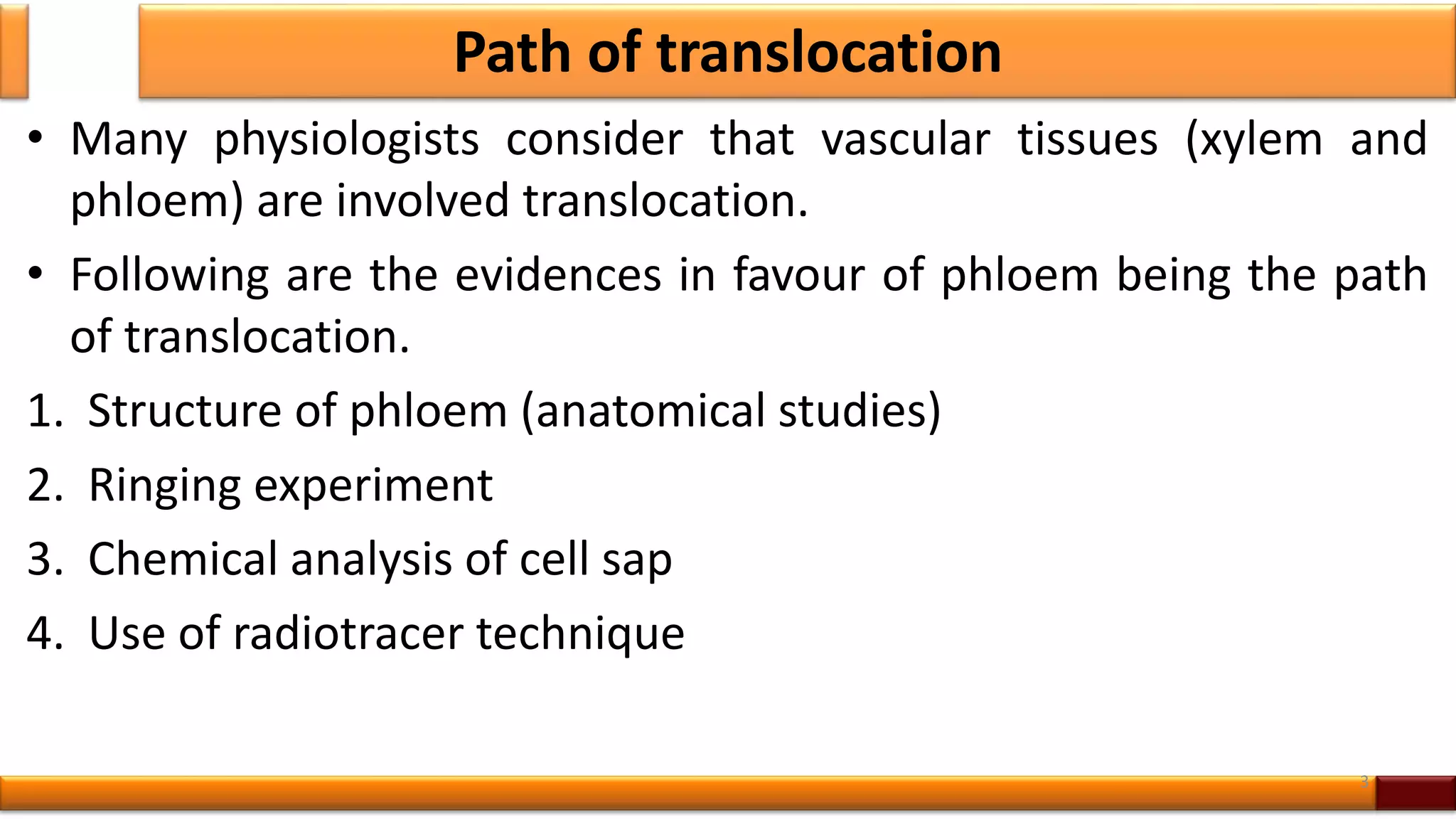 Overview of translocation(Phloem transport) | PPTX