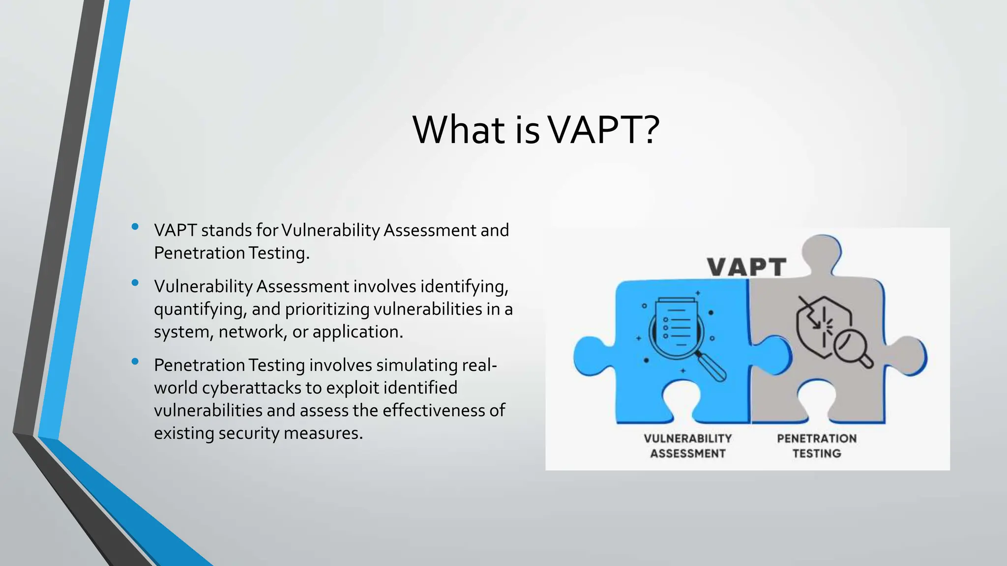 Overview of VAPT: Definitions, objectives, and importance in modern cybersecurity practices | PPTX