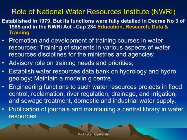 Overview of water sector development in nigeria hackathon wb project | PPT