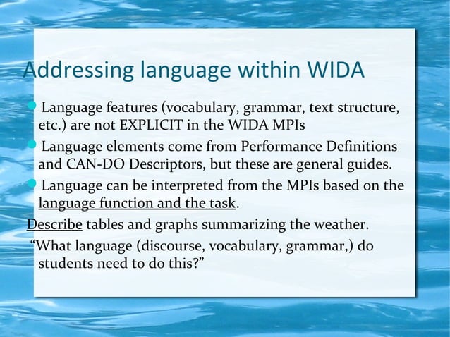 Overview of wida | PPT | Education