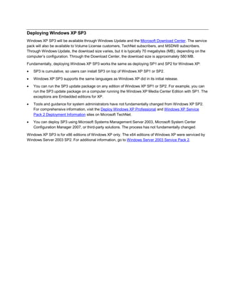 Overview of windows xp service pack 3 | PDF