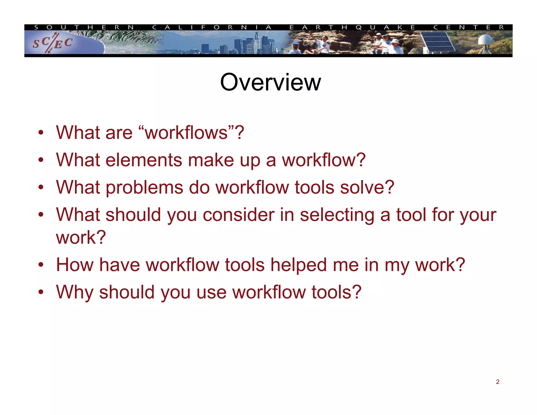 Overview of Scientific Workflows - Why Use Them? | PDF