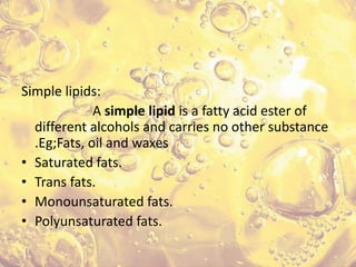 Over view on classification of lipids | PPTX