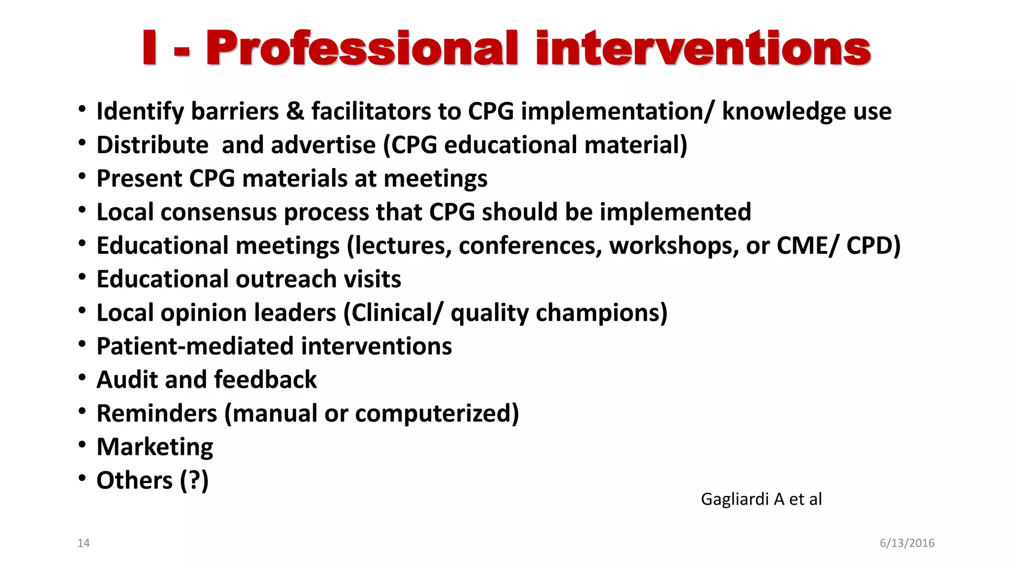 Overview on CPG Implementation | PPTX